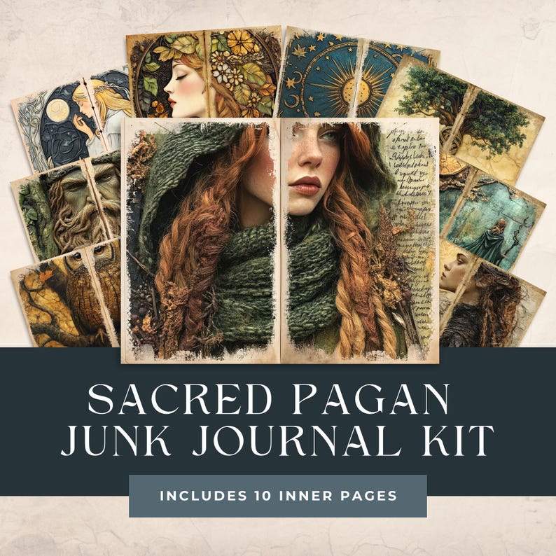 Sacred Pagan Junk Journal Kit, Wiccan Ephemera Supplies, Witchy Folios ...