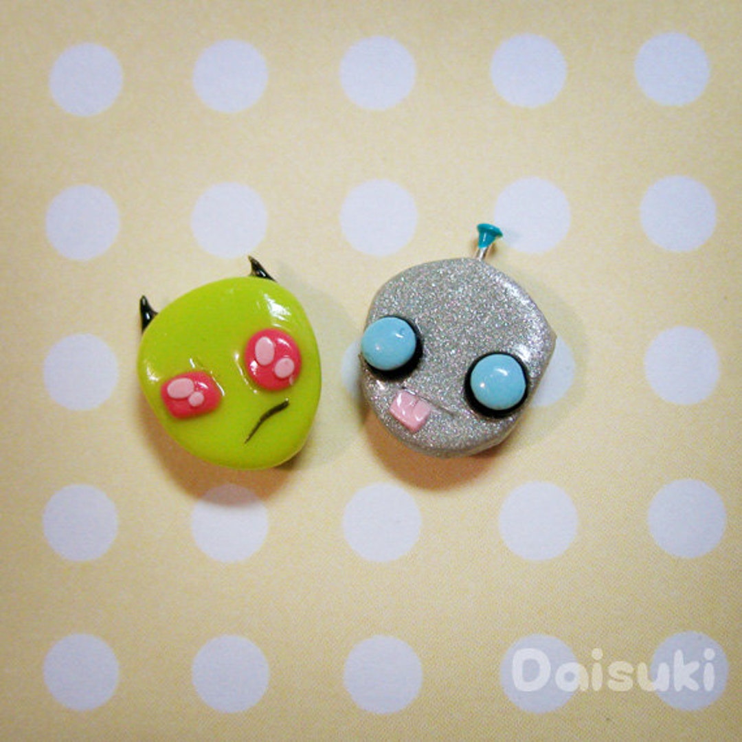 Invader Zim and Gir Hand-sculpted Kawaii Earrings - Etsy