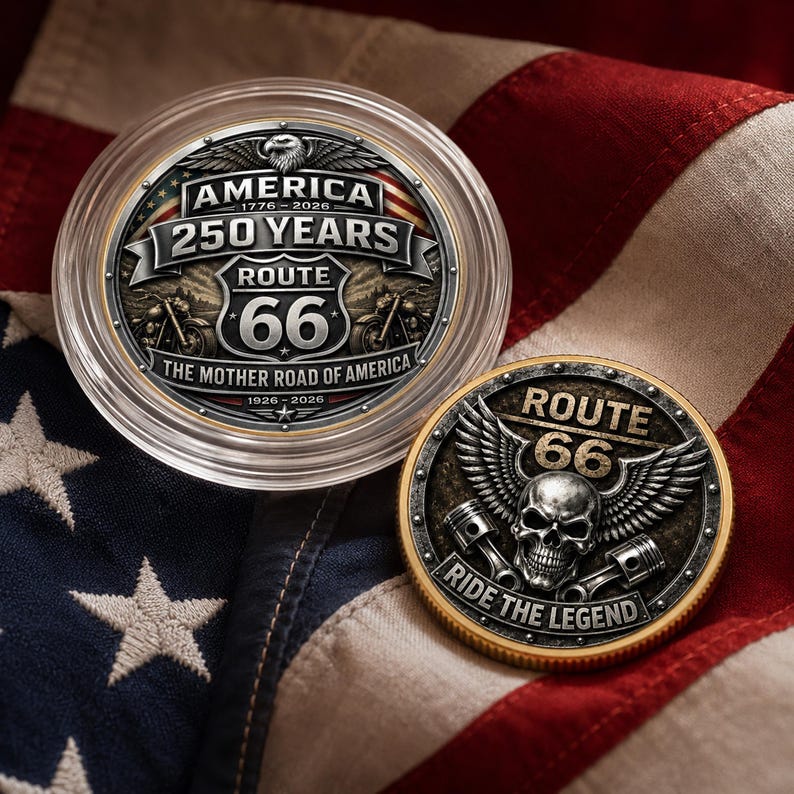 Mother Road America Convex Coin, Route 66 100 Years Keepsake Coin ...