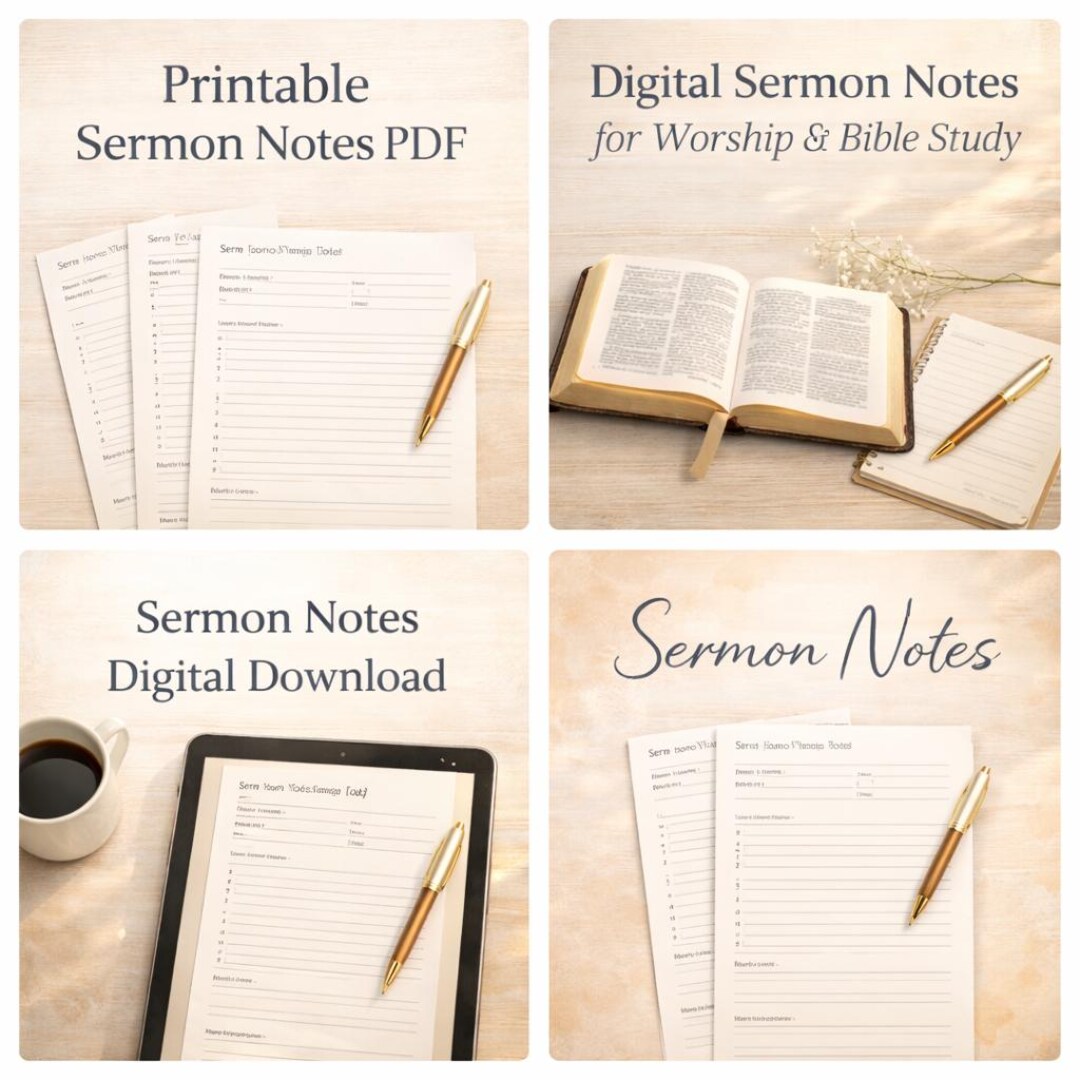 Printable Sermon Notes PDF | Digital Download Bible Study & Worship ...