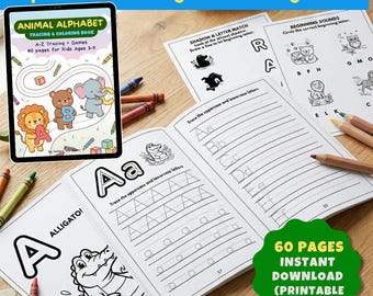 Animal Alphabet Tracing & Coloring Book | A-Z Handwriting Practice ...