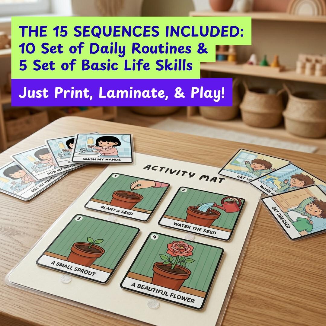 Sequencing Activity Mats Bundle: 15 Daily Routines & Basic Life Skills ...