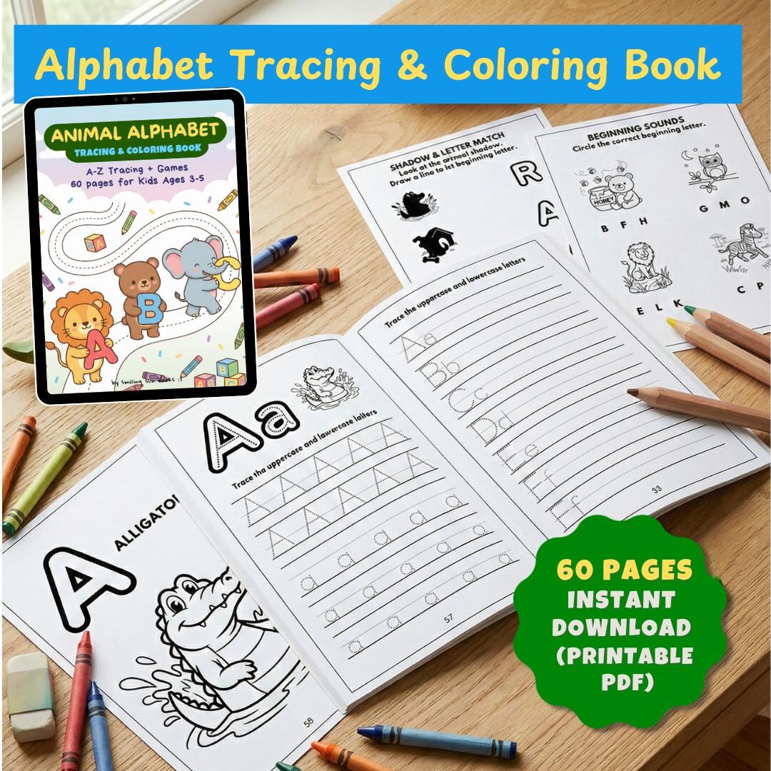 Animal Alphabet Tracing & Coloring Book | A-Z Handwriting Practice ...