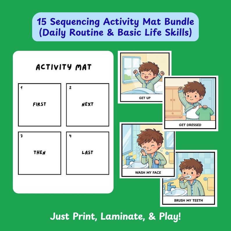 Sequencing Activity Mats Bundle: 15 Daily Routines & Basic Life Skills ...