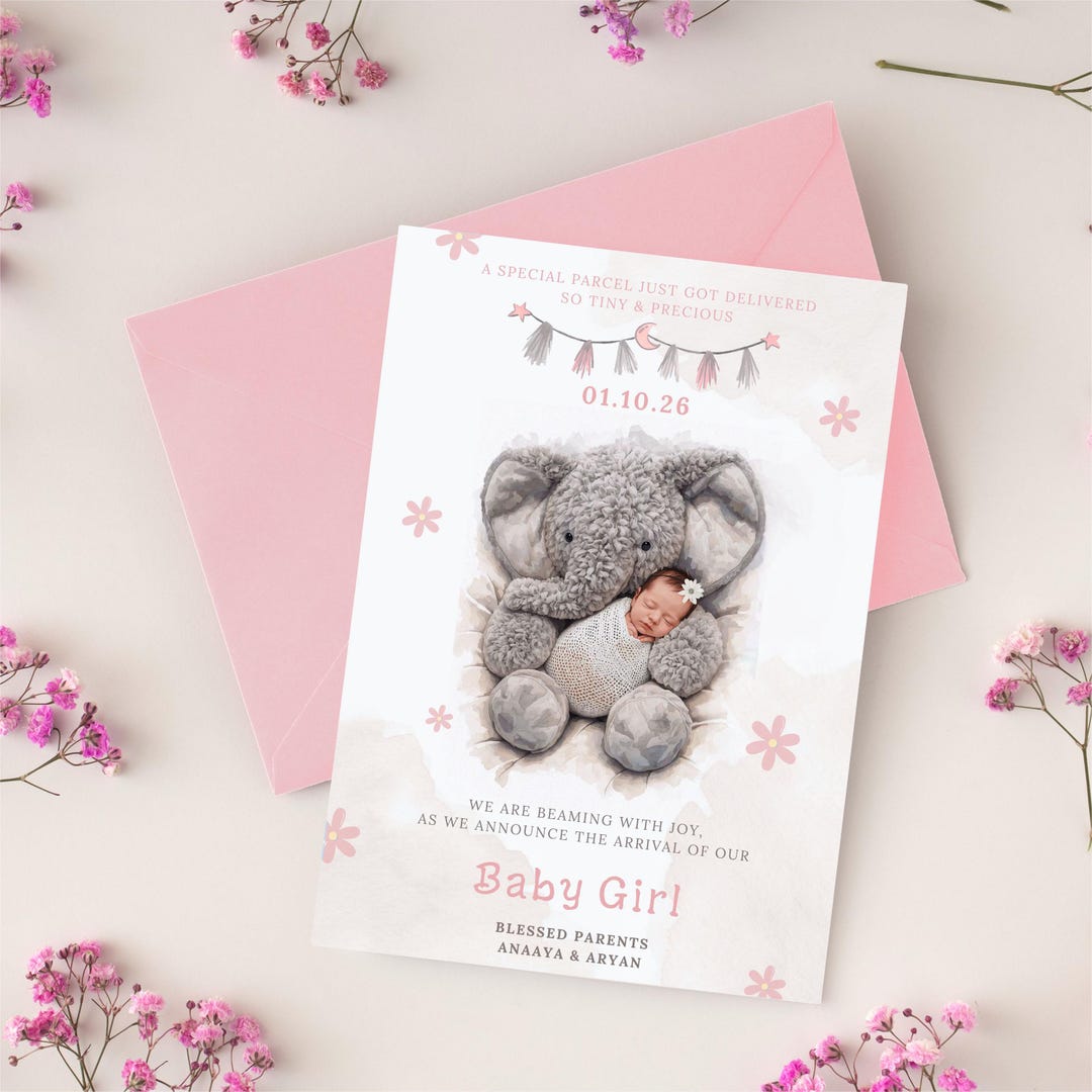 Cute Newborn Baby Announcement Template | Baby Boy or Girl | Editable ...