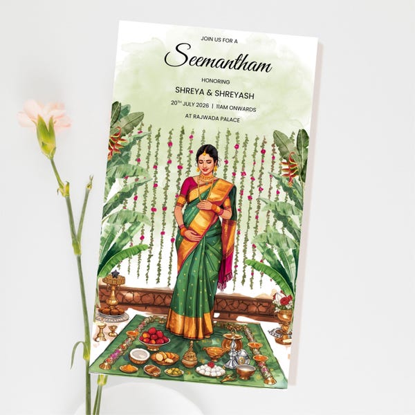Seemantham Invitation - Etsy