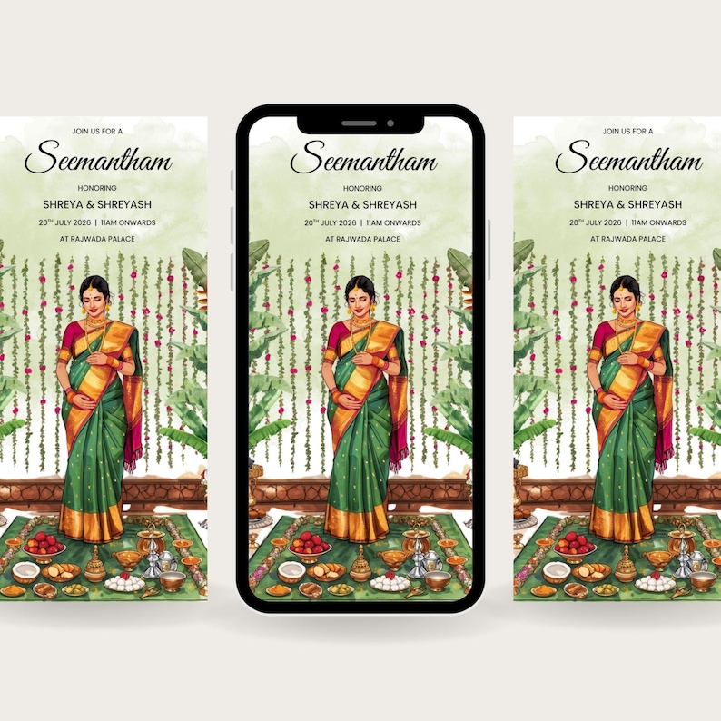 Traditional South Indian Seemantham Invitation & Welcome Board ...