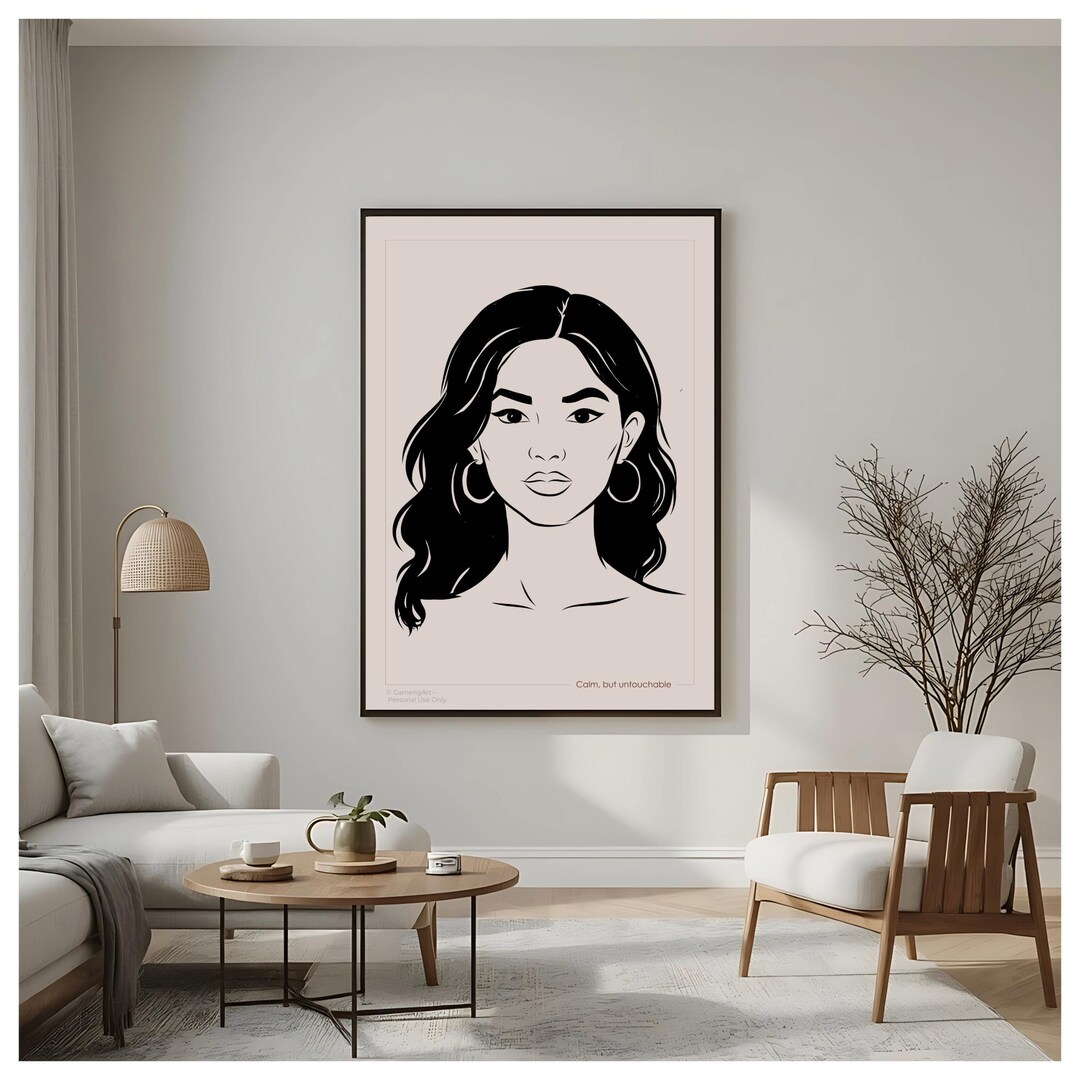 Calm but Untouchable Line Art Woman Print | Minimal Wall Art | Digital ...