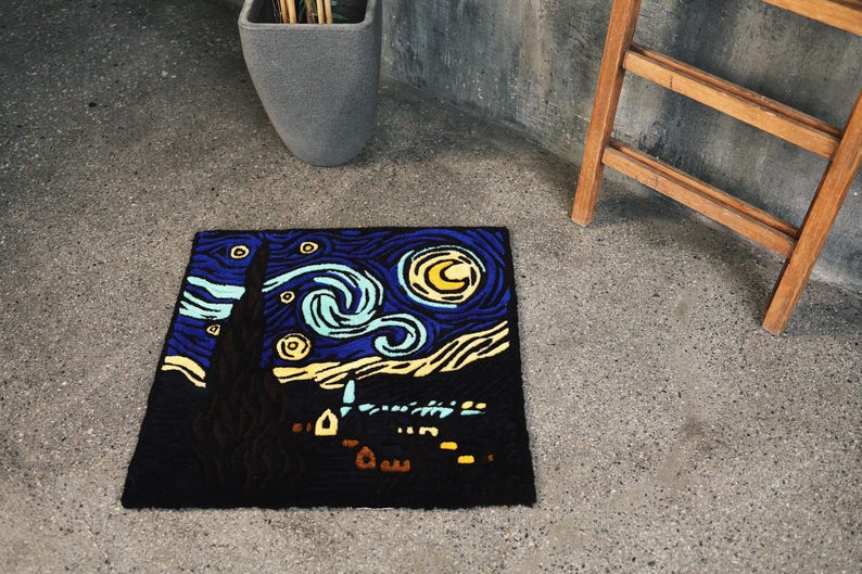 Handmade Tufted Rug, Van Gogh Starry Night Art Carpet - Etsy