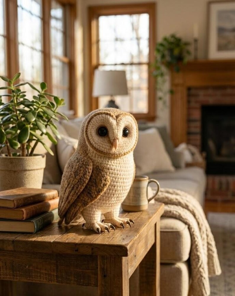 Realistic Barn Owl Amigurumi Crochet Pattern • Lifelike Owl Plush Toy ...