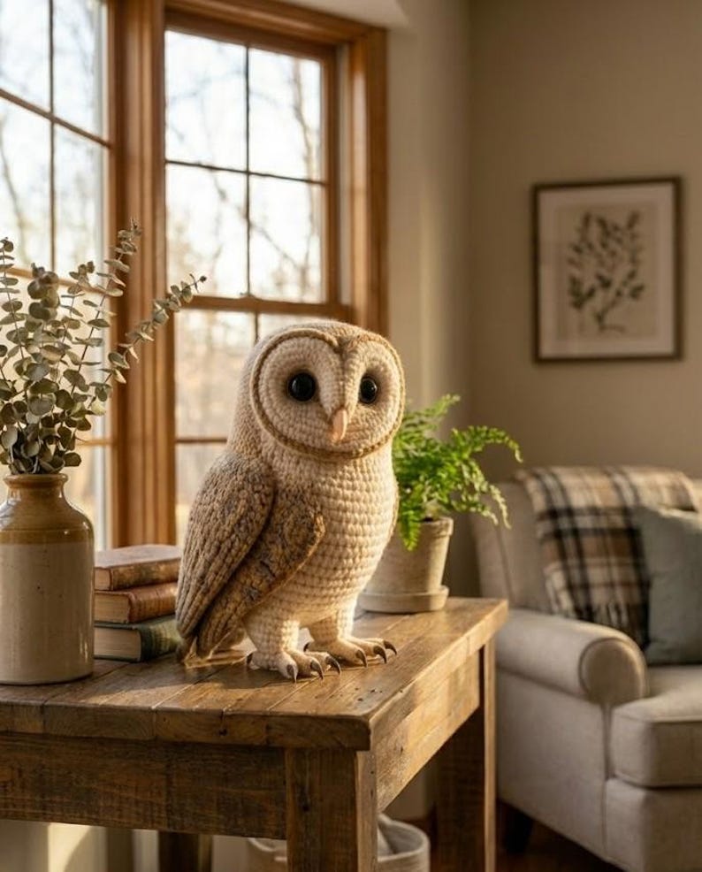 Realistic Barn Owl Amigurumi Crochet Pattern • Lifelike Owl Plush Toy ...