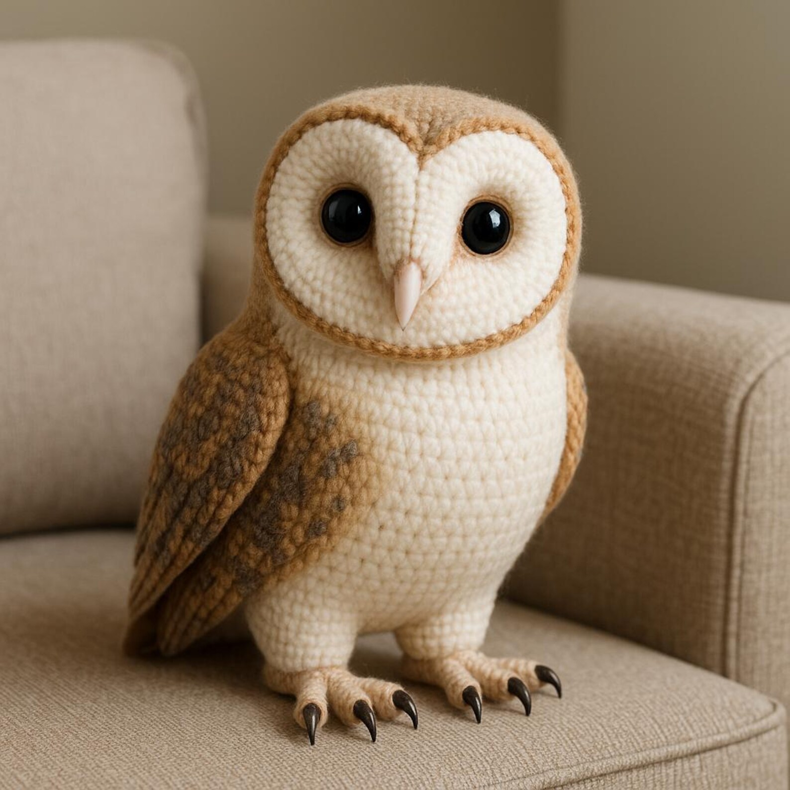 Realistic Barn Owl Amigurumi Crochet Pattern • Lifelike Owl Plush Toy ...