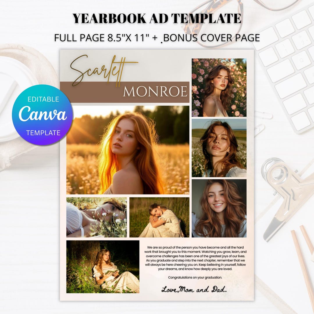 Full Page Yearbook Ad Canva Template | Graduation Photo Collage ...