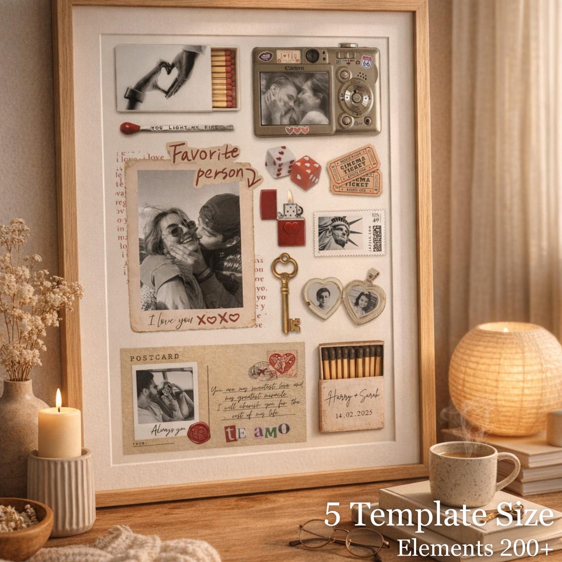 Retro Matchbook Photo Collage | Valentine's Day Gift (canva Template ...