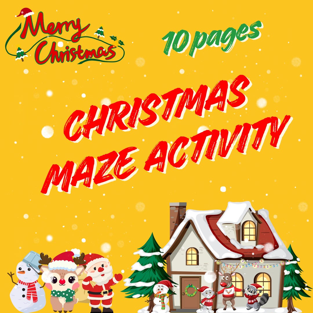 Christmas Maze Activity Pack for Kids - 10 Printable Worksheets ...