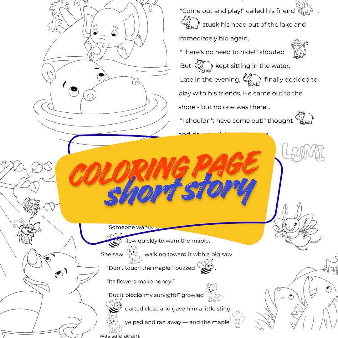 Short Illustrated Story & Coloring Page - Etsy