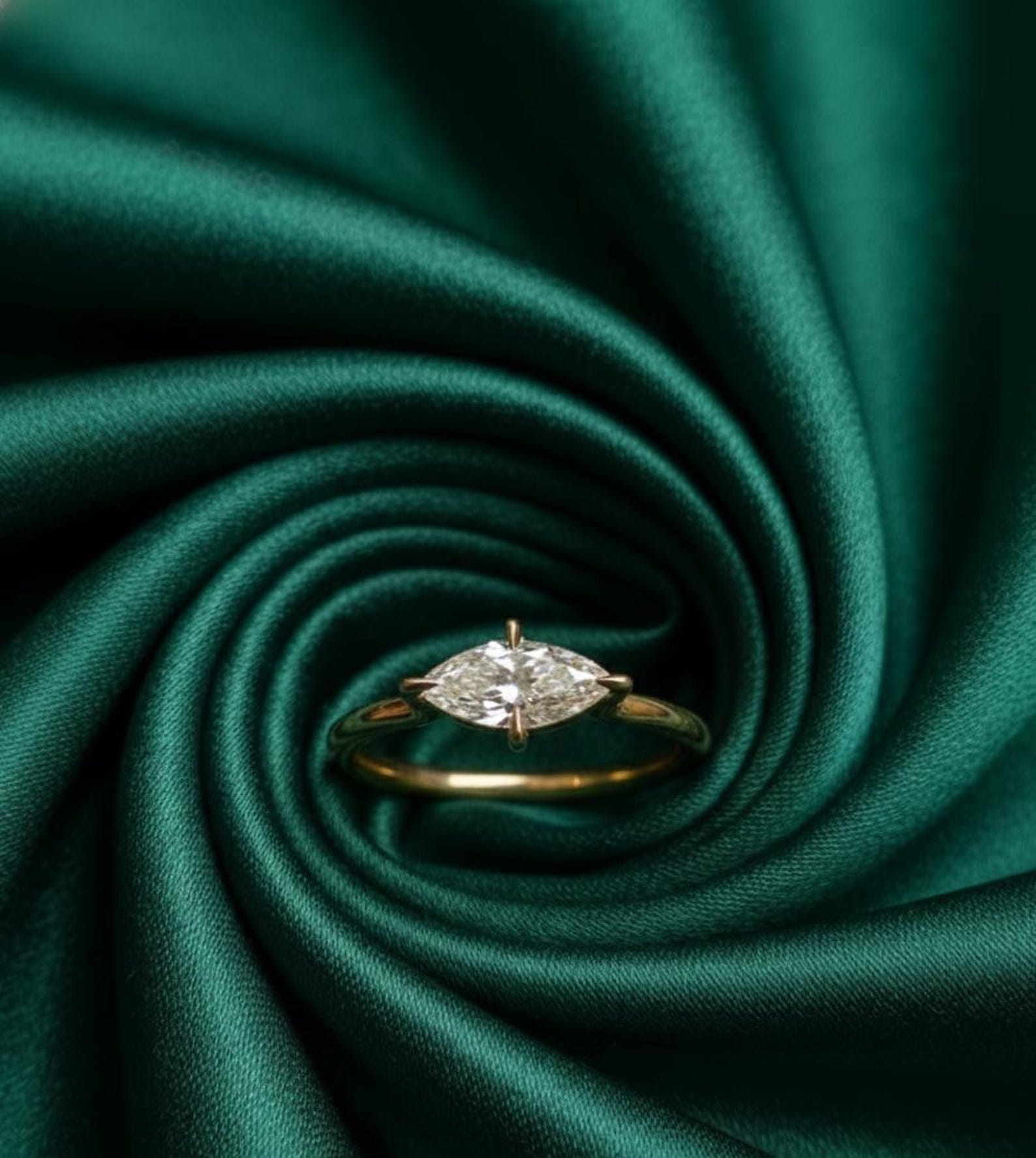 Unique 14k Gold East-west Marquise Moissanite Ring, Minimalist ...