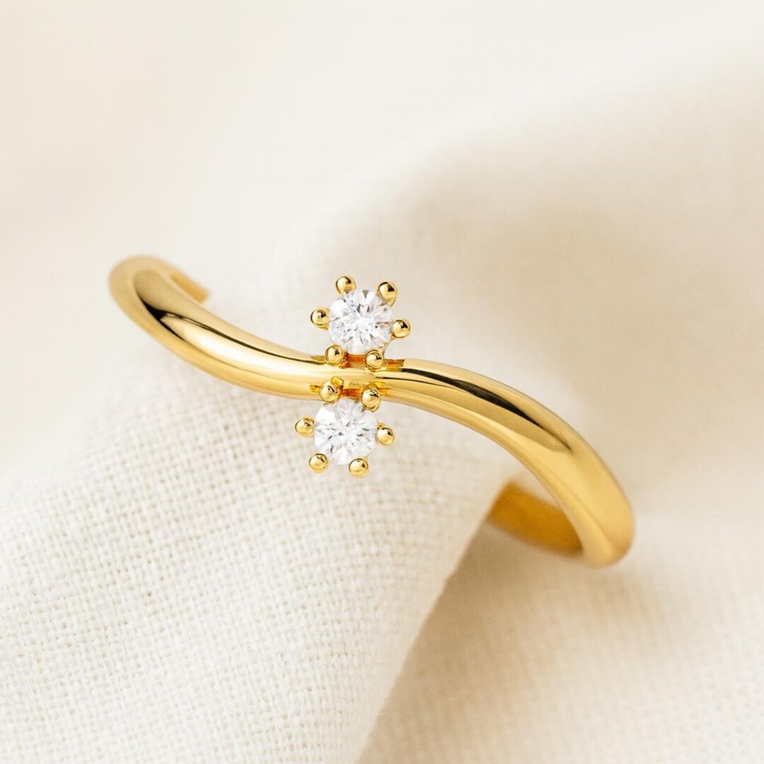 2mm Moissanite Double Stone Promise Ring • Infinity Crossover Band ...