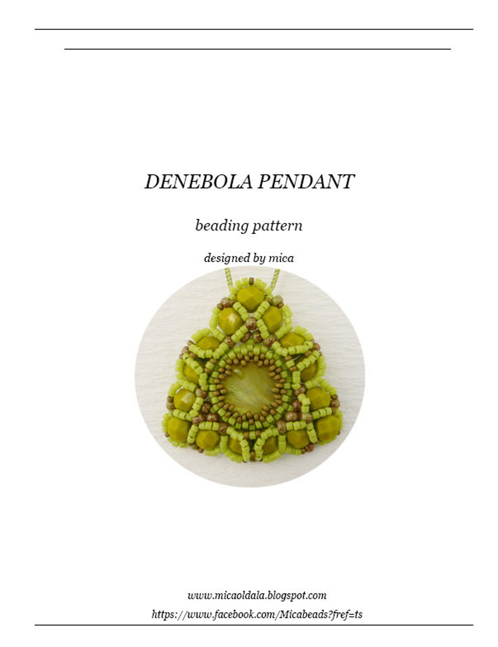 Denebola Pendant Beading Pattern/tutorial PDF File for Personal Use ...