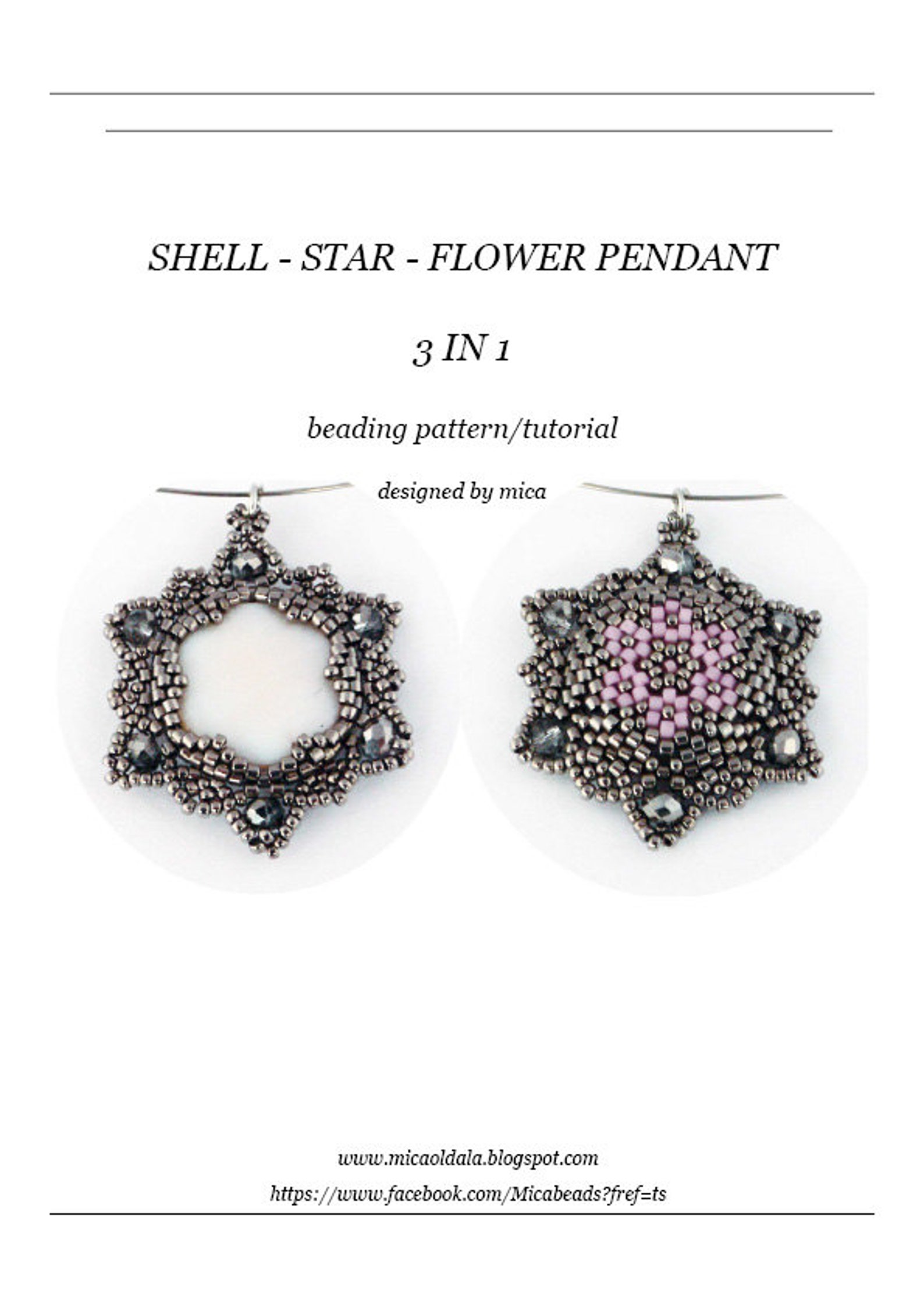 Shell-star-flower 3 in 1 Pendant Beading Pattern/tutorial PDF File for ...