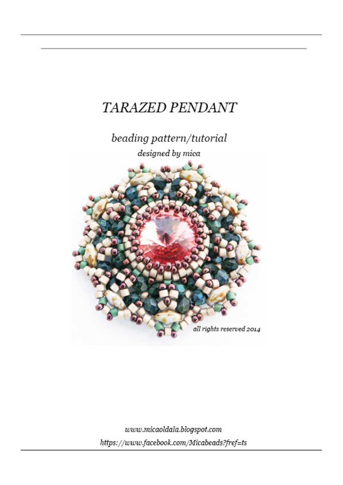 Tarazed Pendant Beading Pattern/tutorial PDF File for - Etsy