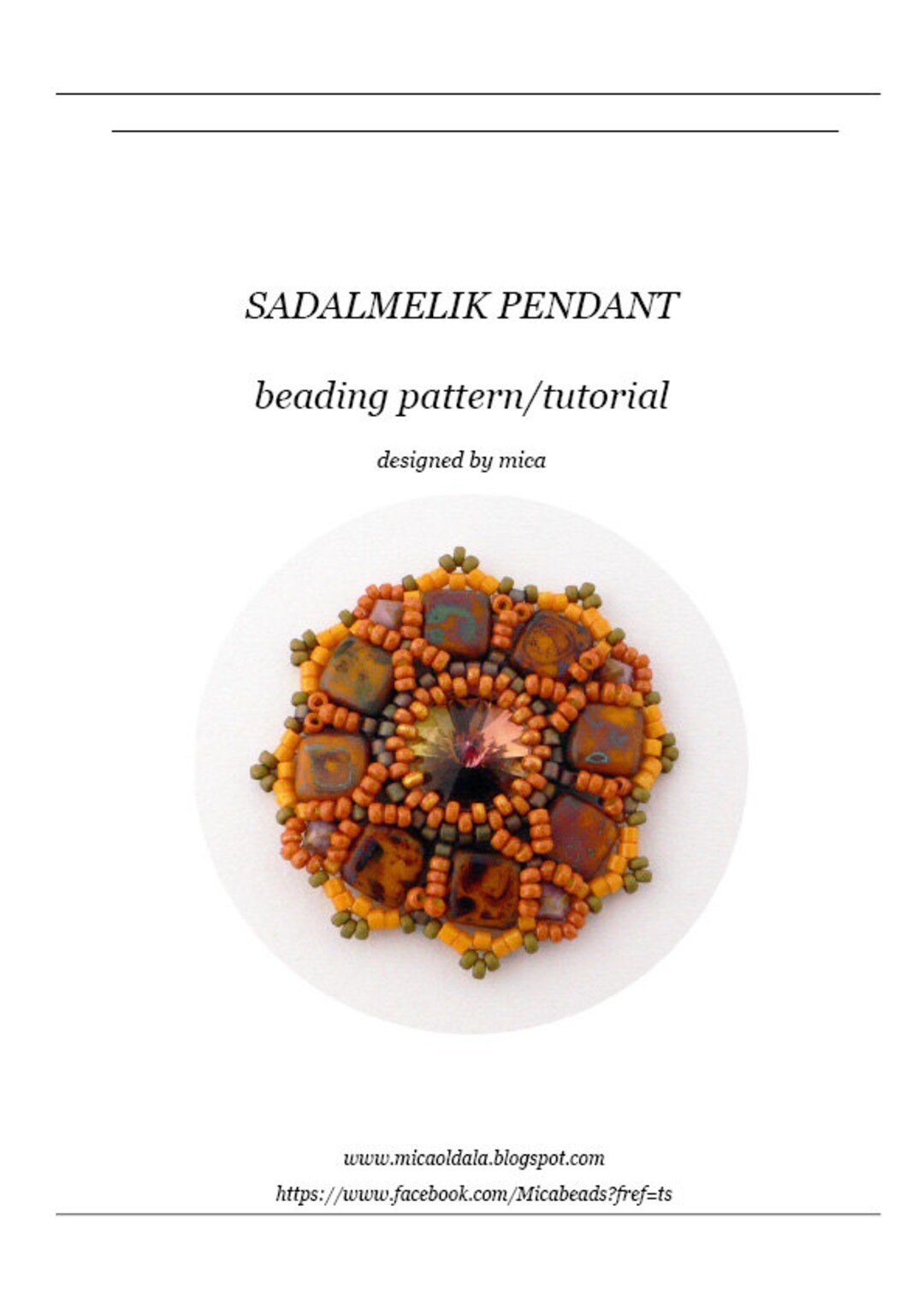 Sadalmelik Pendant Beading Pattern/tutorial PDF File for - Etsy