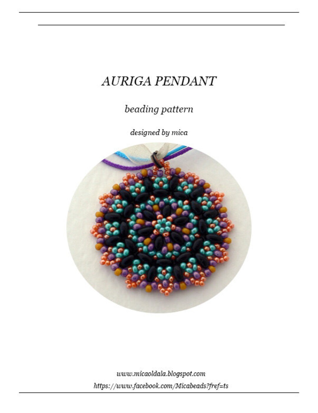 Auriga Pendant Beading Pattern/tutorial PDF File for - Etsy