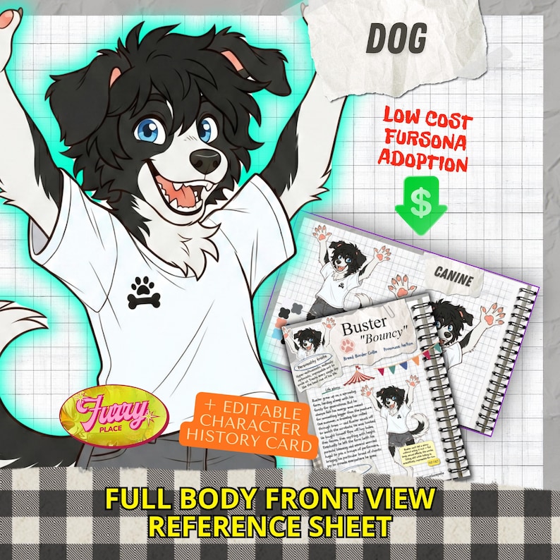Furry Adoption Male Dog, Low Cost Canine Fursona Adoptable, Border ...