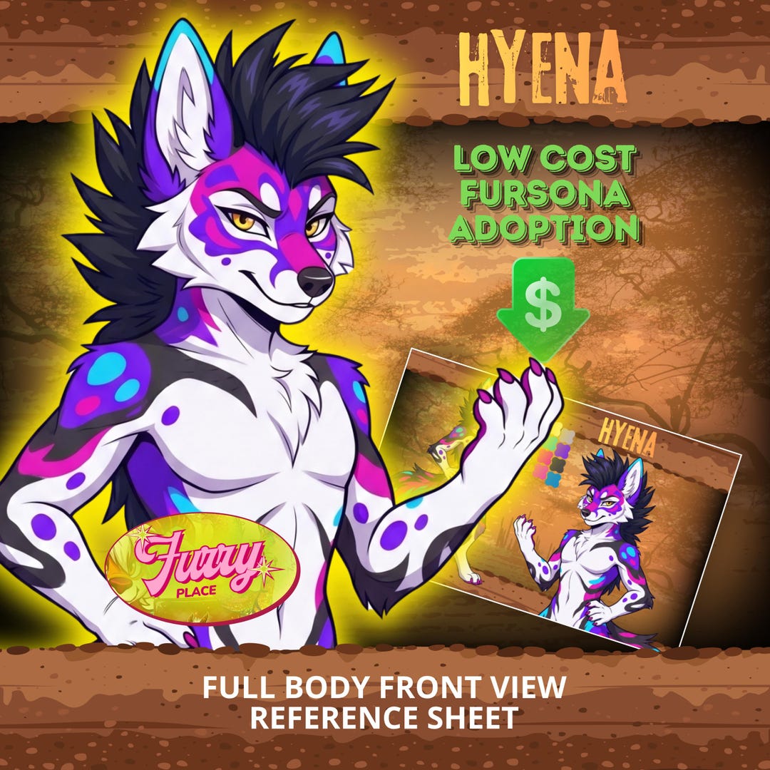 Hiena macho para adoção, Fursona acessível para adoção, design de ...