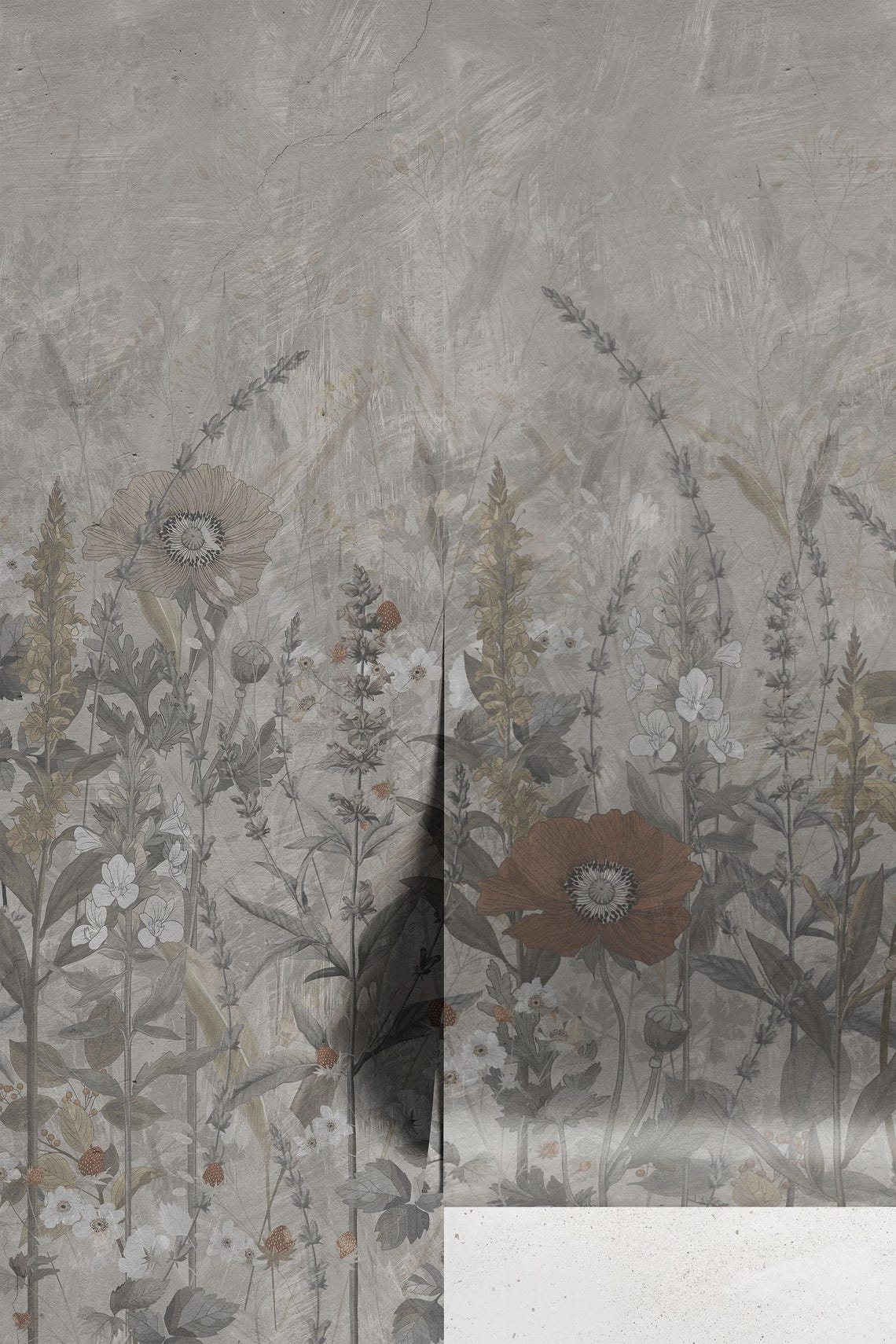 Papel de Parede Botânico Sépia com Flores Silvestres | Estilo ...