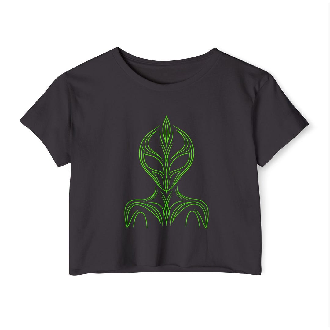 Alien Artwork Attention Humans Crop Top | Festival Graphic Tee - Etsy