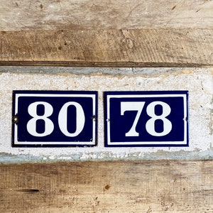 French Vintage Enamelled Door Numbers Set of 2. Metal House Number ...