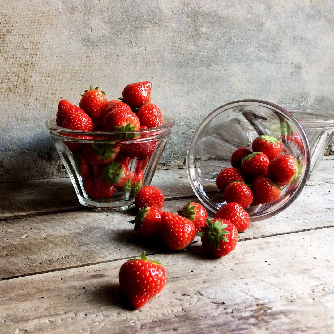 French Antique Blown Glass Jam Jar Set of 2. Heavy Faceted Thick Glass ...