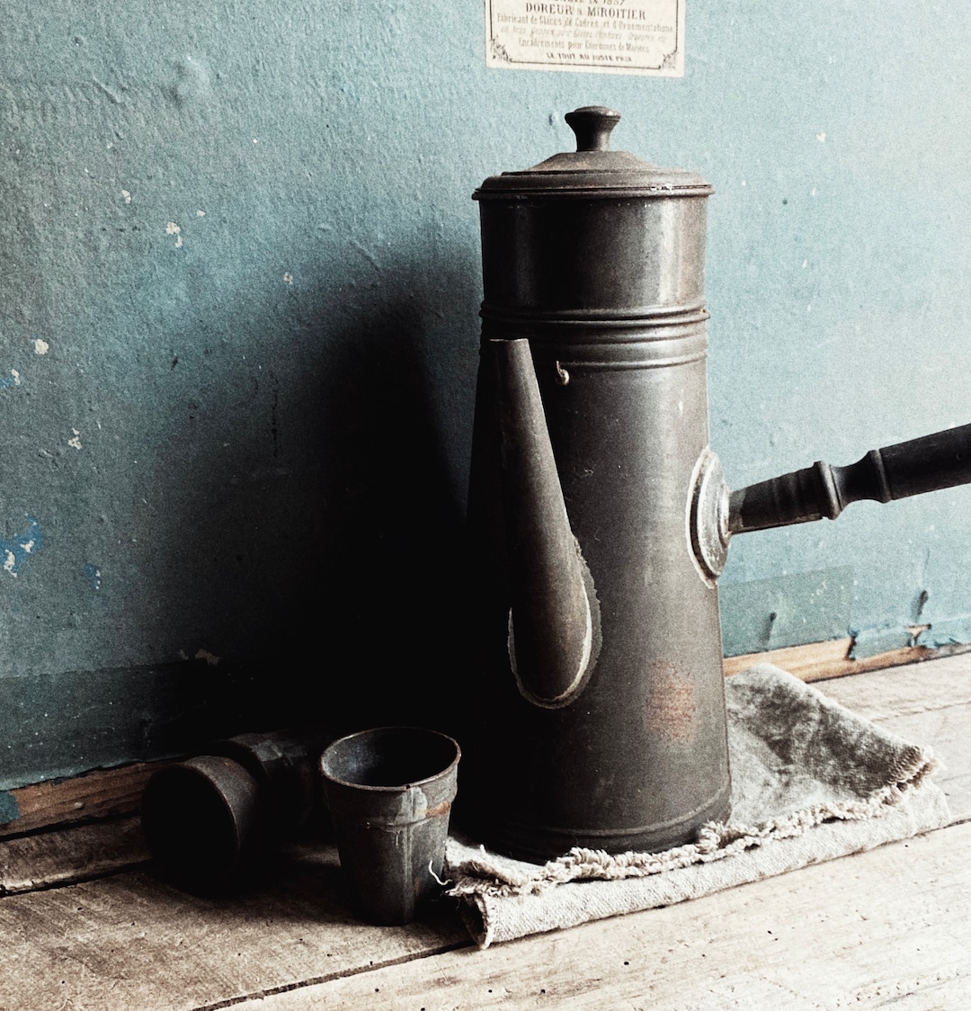 French Antique Rustic Metal Coffee Pot. Primitive Coffee Maker. French ...