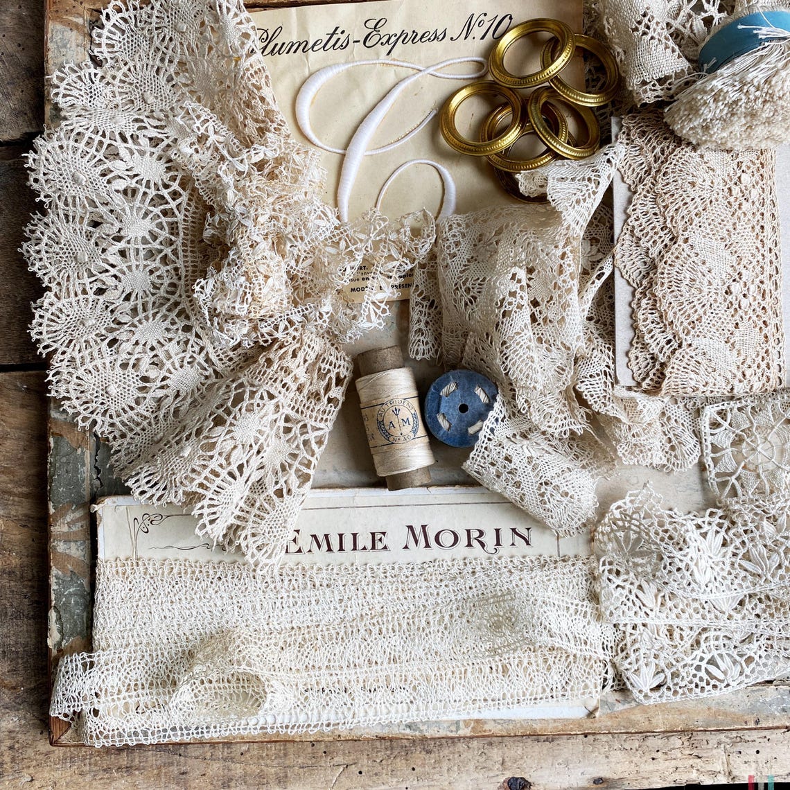 Rare Collectible Antique Laces Set. French Haberdashery & Lace ...