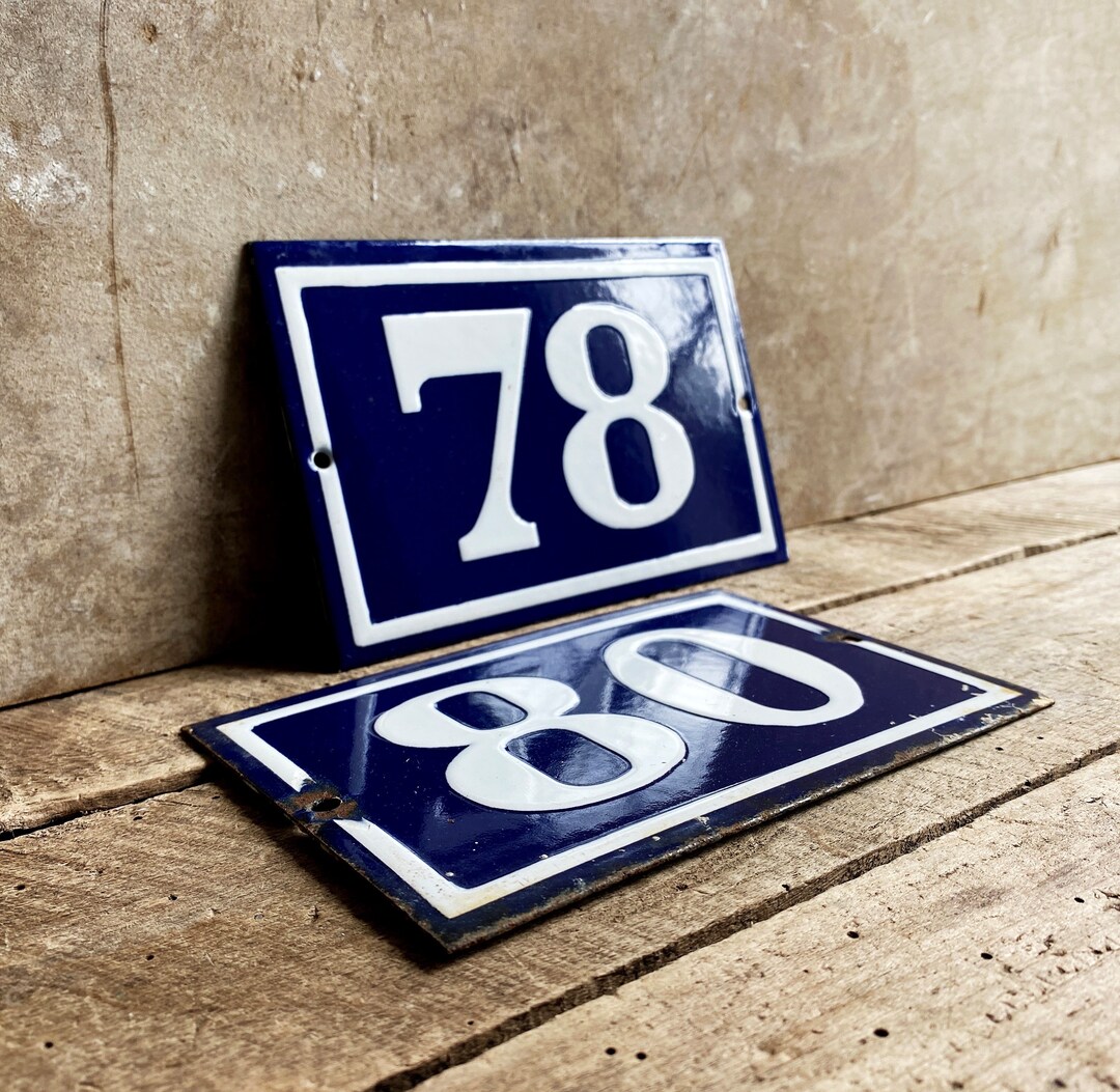 French Vintage Enamelled Door Numbers Set of 2. Metal House Number ...