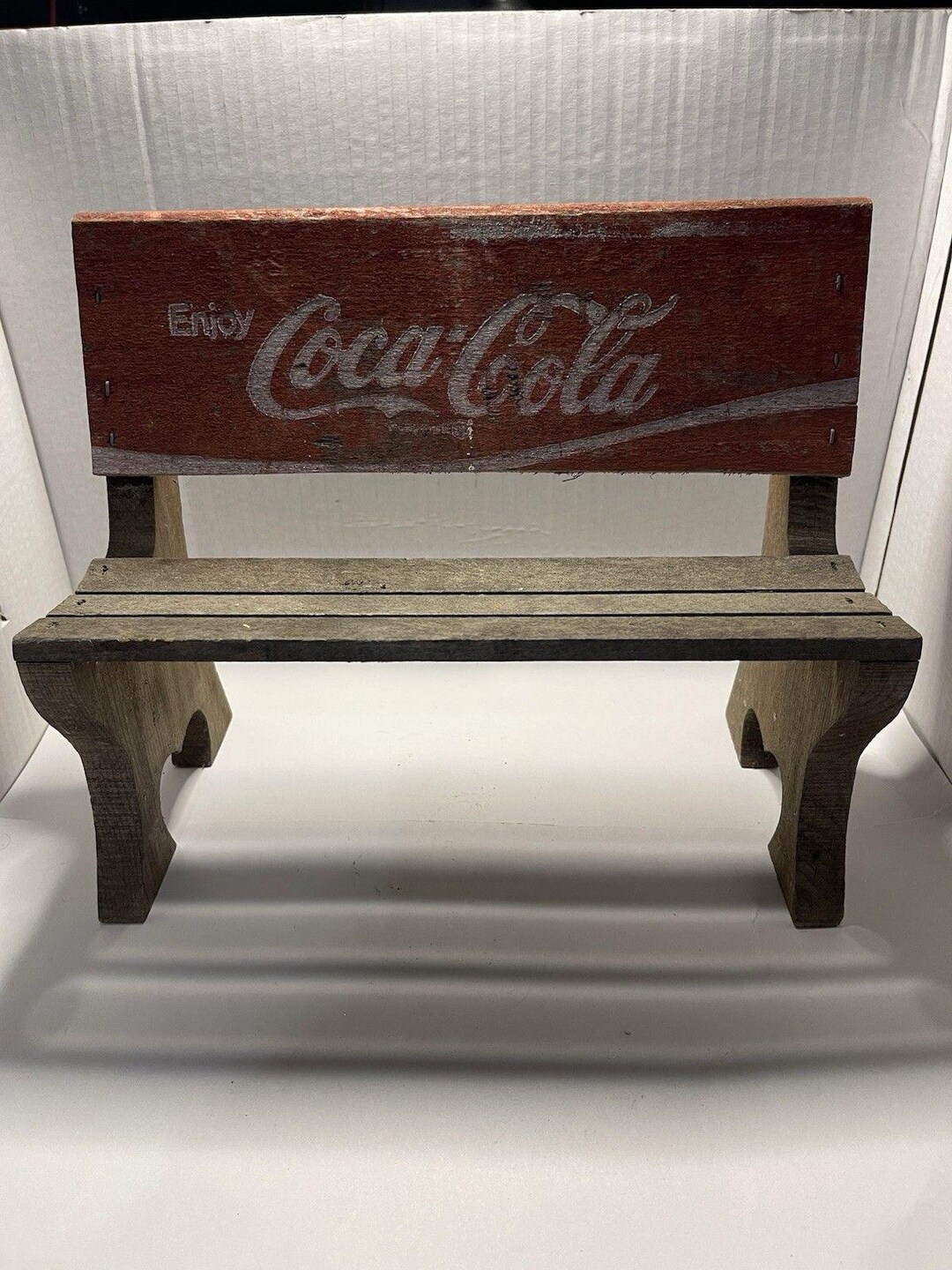 Vintage Coca-cola Wooden Mini Bench Measures Approx. 11 Wide by 9 ...