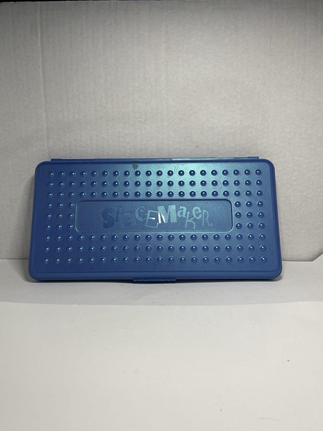 Spacemaker THIN Pencil Box Case Flat Pen Storage Blue Plastic Vtg - Etsy