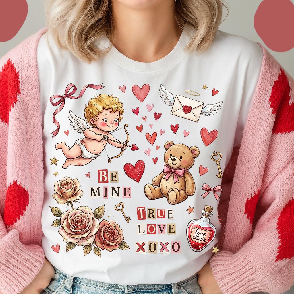 Cupid Valentine Clipart Set, Cute Teddy Bear & Angel Illustration, Be ...