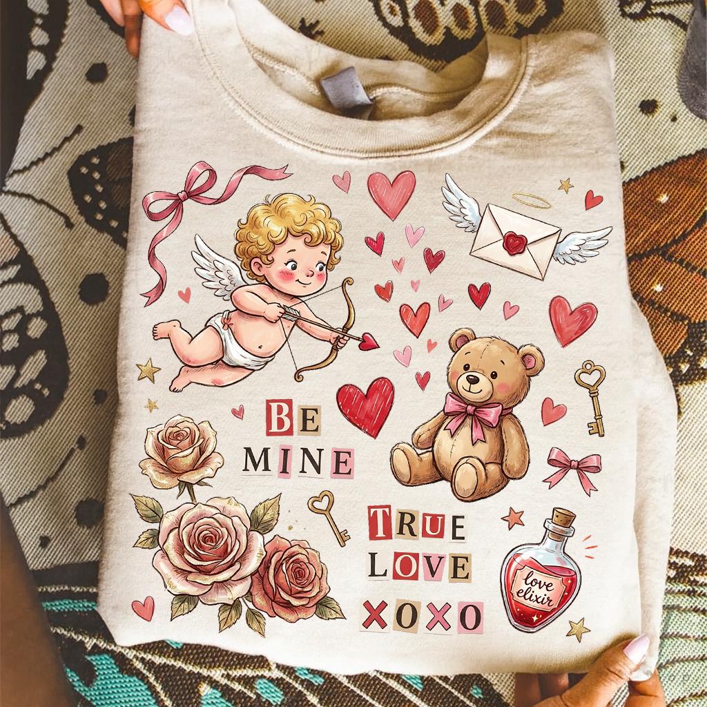 Cupid Valentine Clipart Set, Cute Teddy Bear & Angel Illustration, Be ...