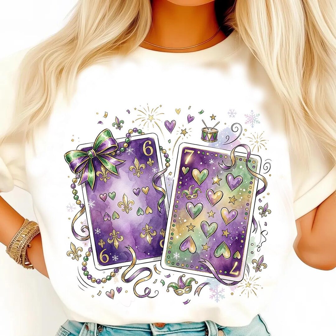 Mardi Gras Playing Cards Watercolor PNG, Purple Green Gold Carnival ...