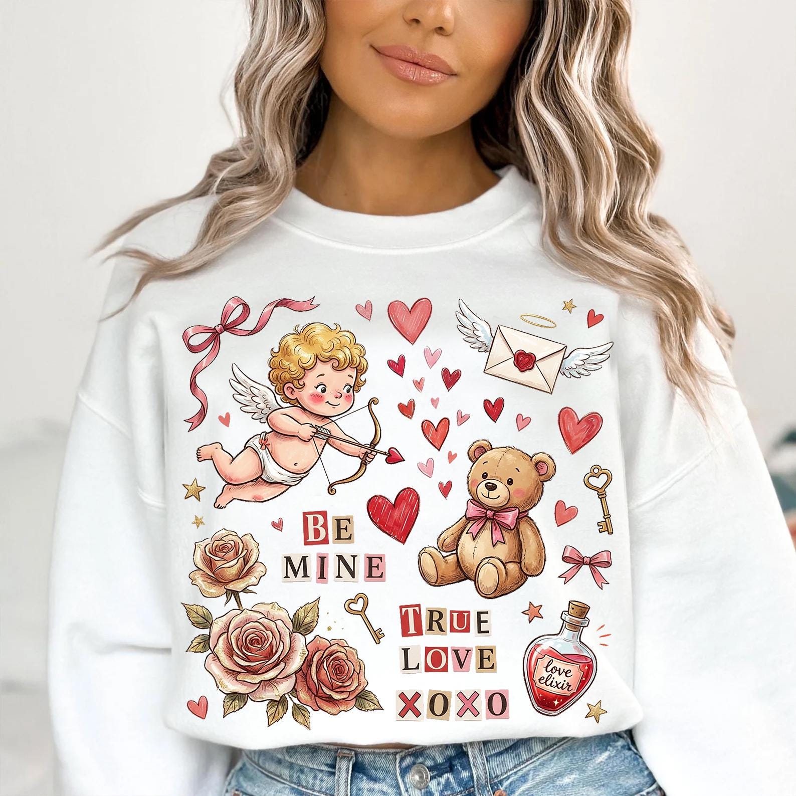 Cupid Valentine Clipart Set, Cute Teddy Bear & Angel Illustration, Be ...