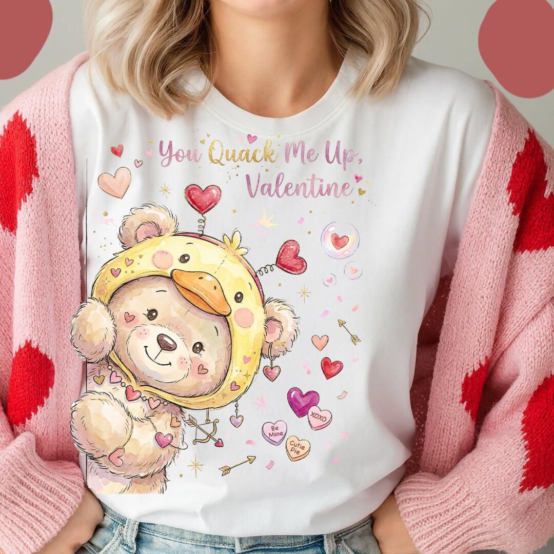 You Quack Me up Valentine Printable Art, Cute Duck Teddy Illustration ...
