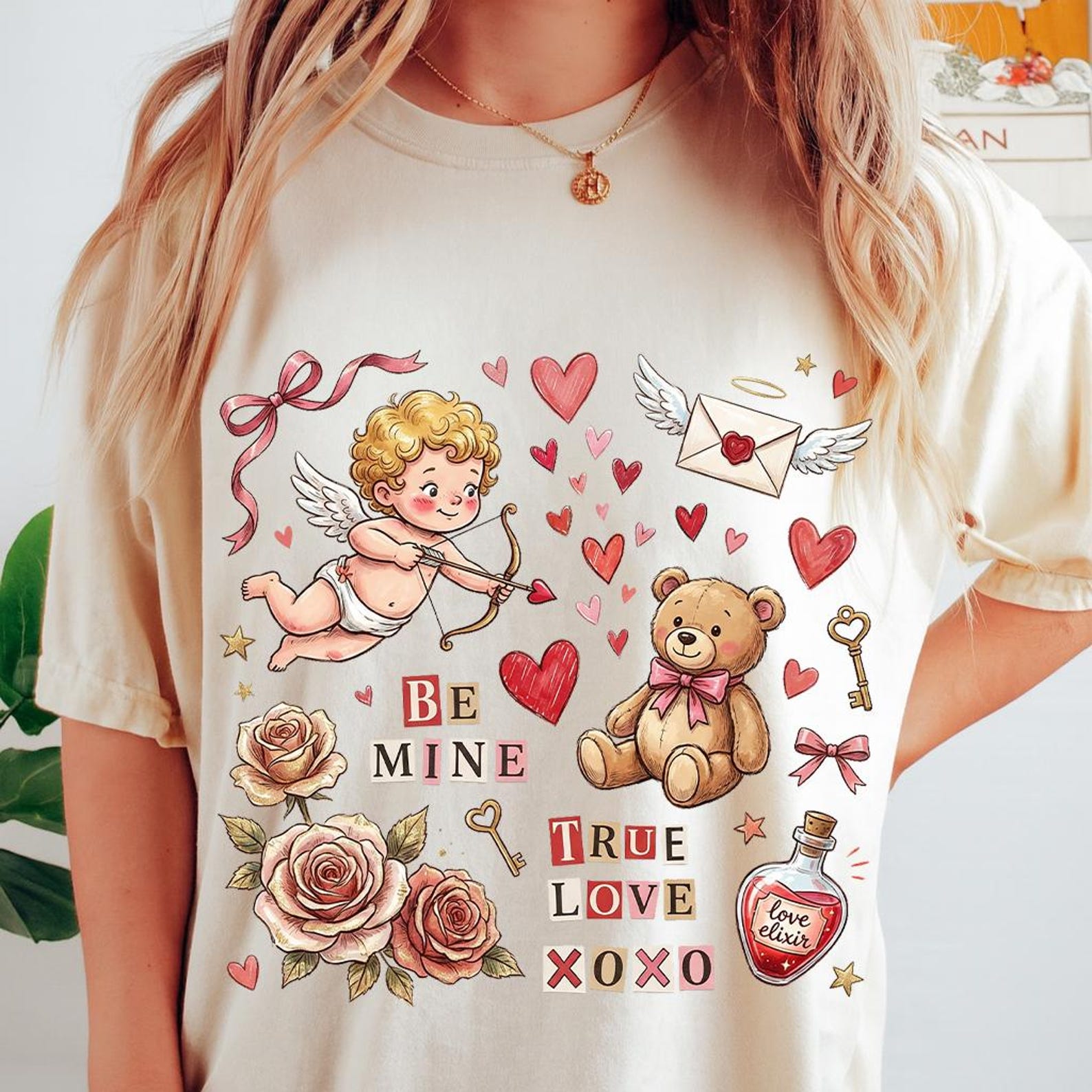 Cupid Valentine Clipart Set, Cute Teddy Bear & Angel Illustration, Be ...
