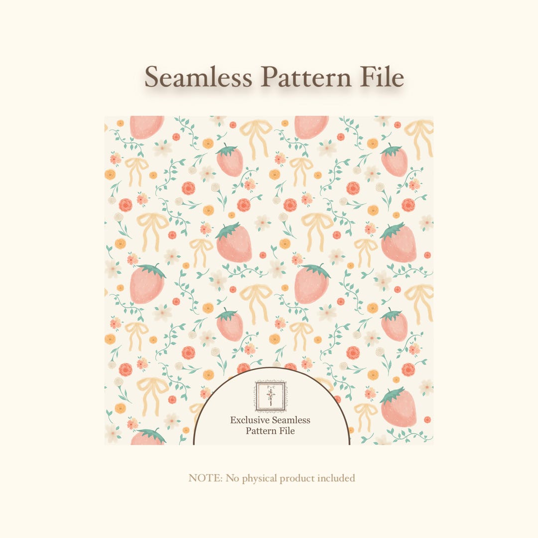 Strawberry Coquette Seamless Pattern File for Surface Design Digital ...