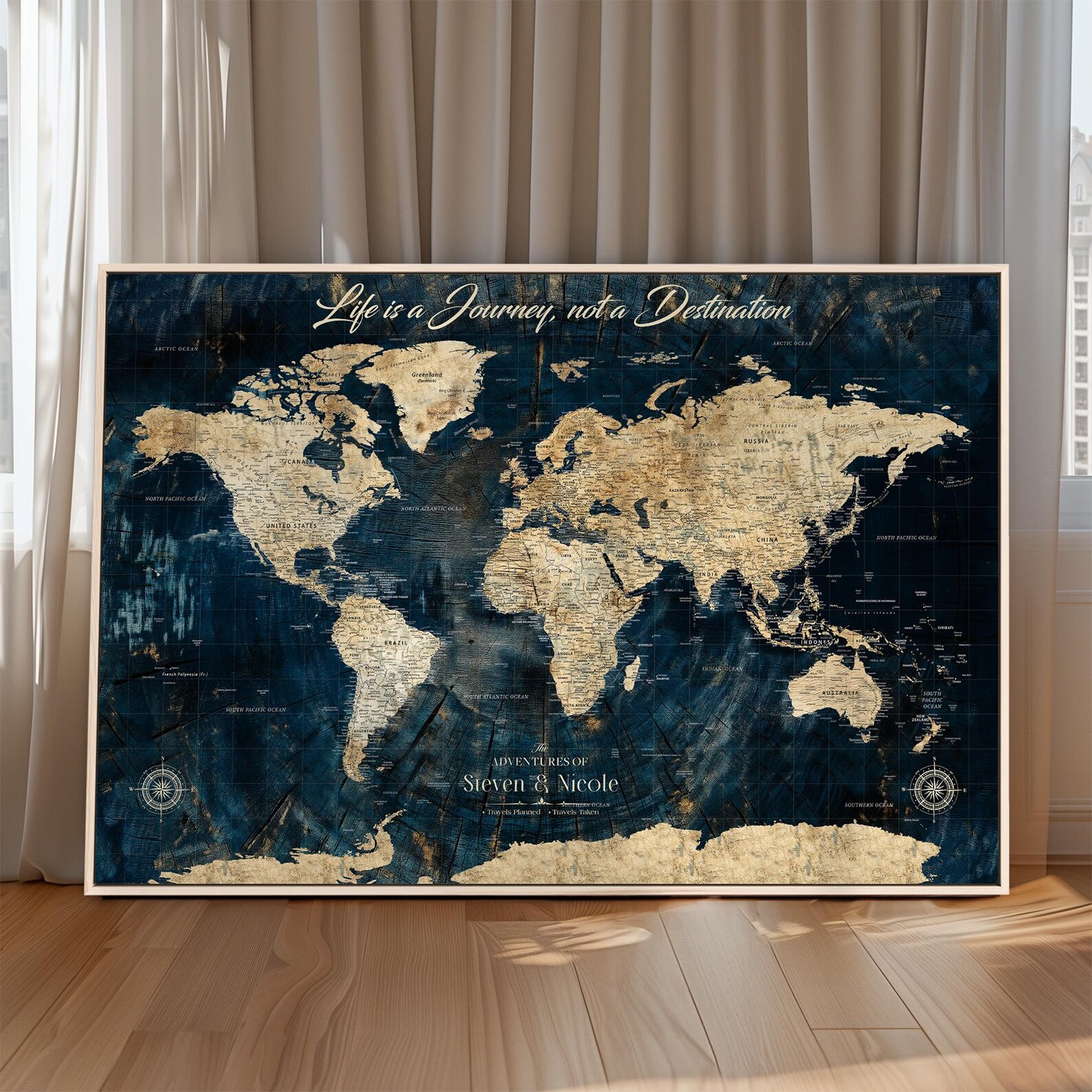 Custom Push Pin World Map Canvas, Travel Tracker Wall Art - Etsy