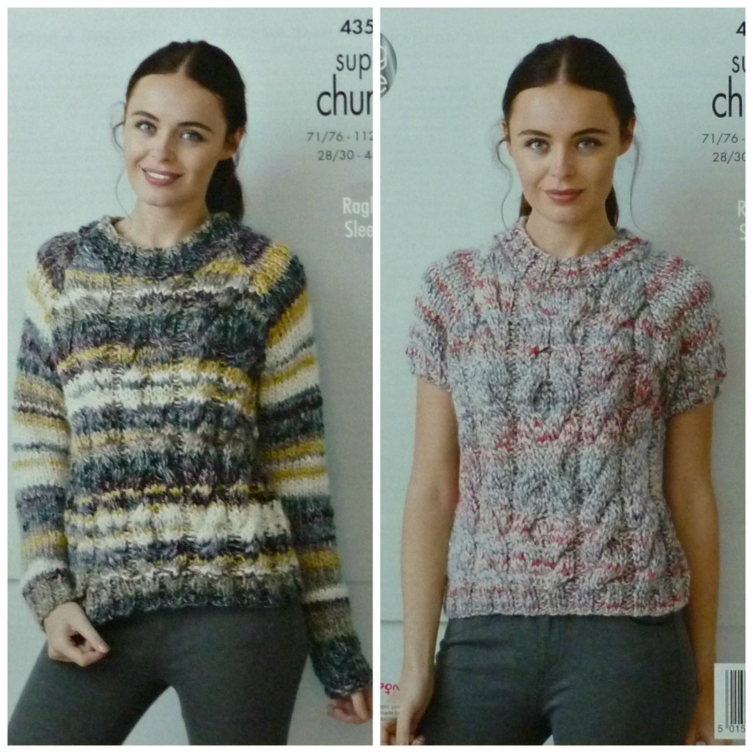 Womens Knitting Pattern K4357 Ladies Short or Long Sleeve - Etsy