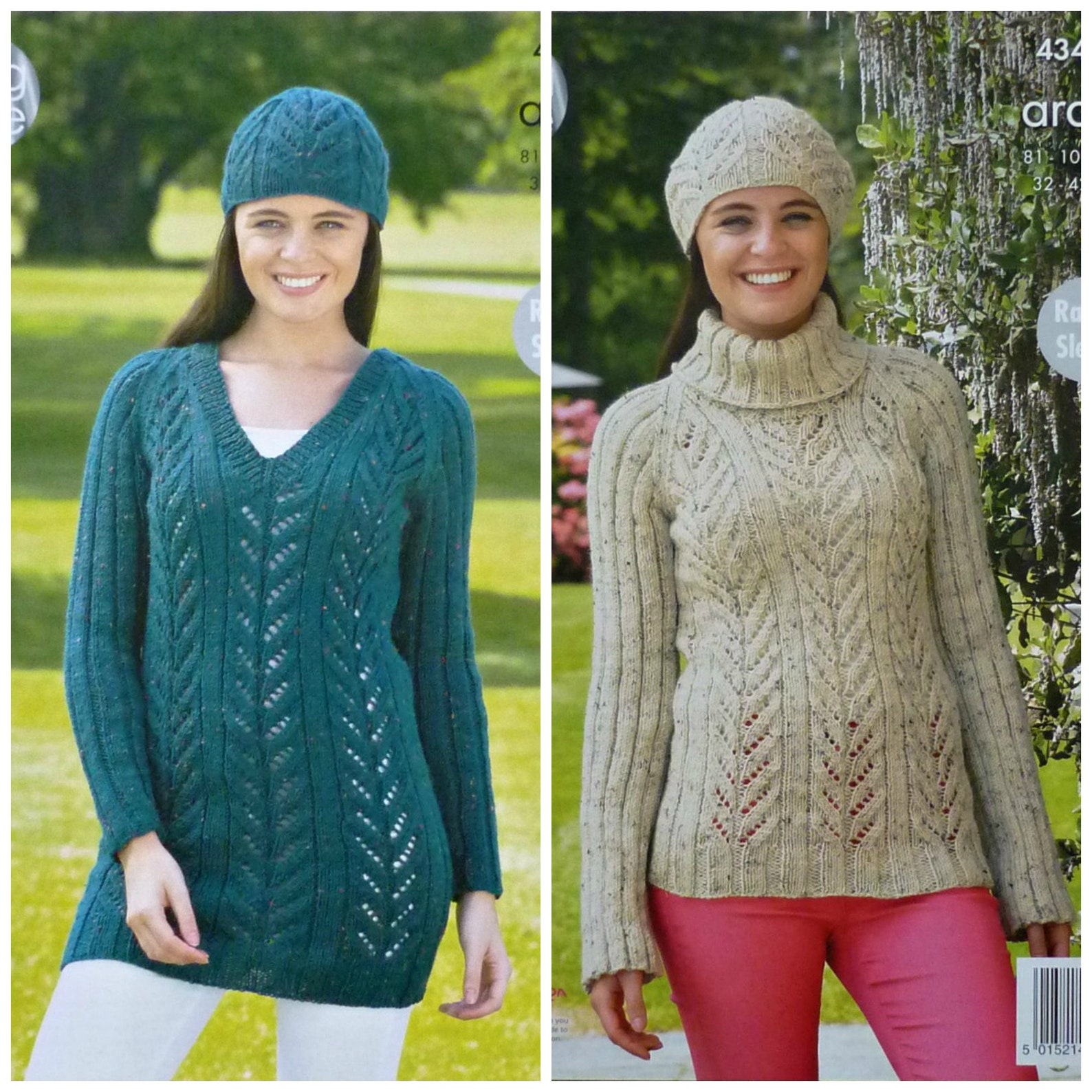 Womens Knitting Pattern K4349 Ladies Long Raglan Sleeve V-neck - Etsy UK