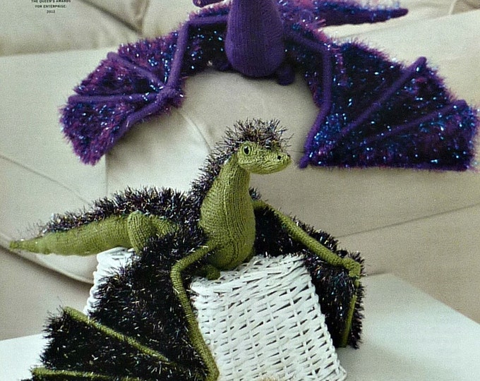 Dragon Knitting Pattern K9051 Adult and Baby Dragons Soft Toys Knitting ...