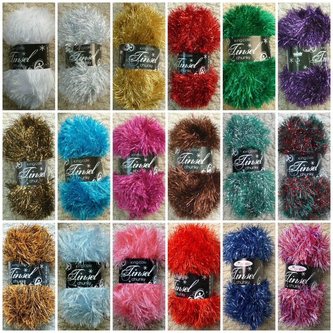 Tinsel Christmas Knitting Crochet Wool/yarn King Cole 50g Tinsel Chunky ...